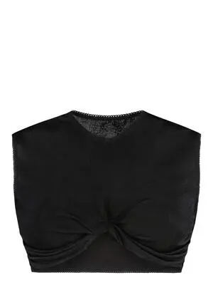Anna October Lace Trim Mini Technical Fabric Crop Top - Black