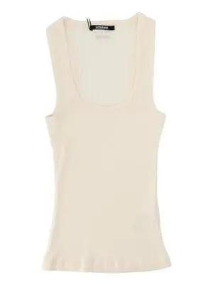 Jacquemus JACQUEMUS Gathered Cotton Tank Top Ivory