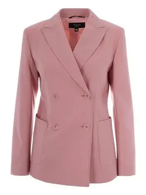 Max Mara Double Breasted Virgin Wool Mini Jacket - Rosa Antico