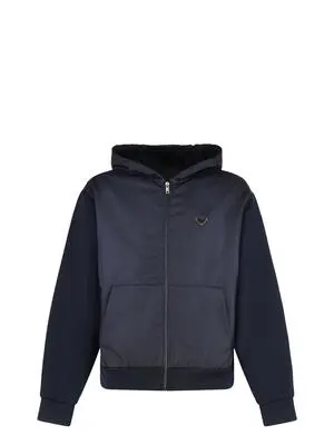 Prada Technical Cotton And Re-nylon Hooded Jacket - Blue