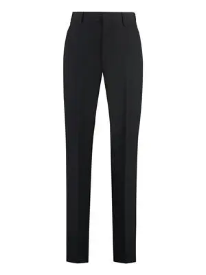 Givenchy Tailored Wool Trousers With Logoed Trim - Black