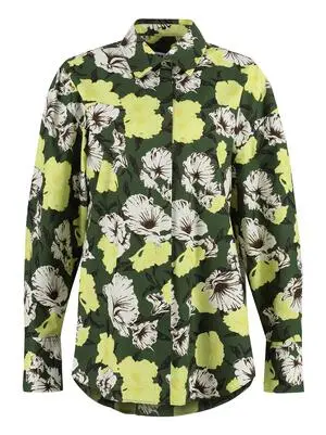 MSGM Floral Print Cotton Shirt - Green