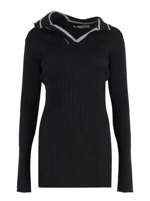 Y/project Ribbed Wool Half-zip Dress - Black