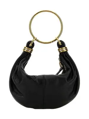 Chloé Small Bracelet Hobo Bag In Grainy Leather - Black