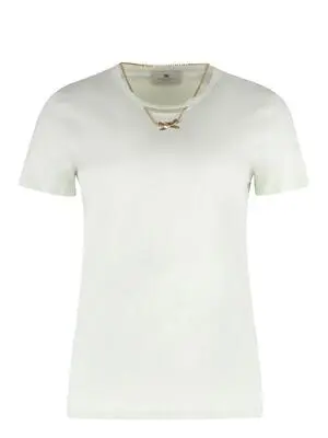 Elisabetta Franchi Cotton T-shirt With Gold Chain Detail - Green