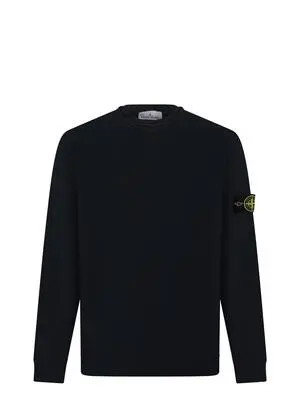 Stone Island Crewneck Cotton Sweatshirt With Logo Patch - Black