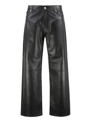 EZR Panelled Faux Leather Trousers - Black