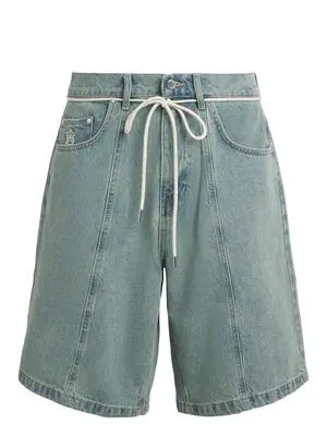 ABOUT:BLANK Felled Denim Shorts With Rope Drawstring - Blue