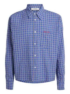 ABOUT:BLANK Cotton Raw-hem Check Shirt - Blue