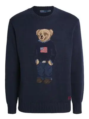 Polo Ralph Lauren Cotton-linen Polo Bear Sweater - Navy