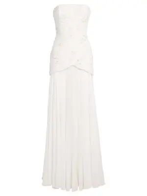 SANDRA MANSOUR Embellished Strapless Gown - Ivory