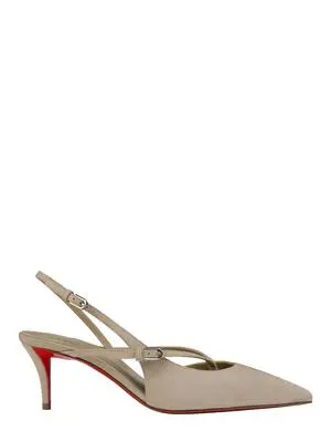CHRISTIAN LOUBOUTIN Twistissimo Nubuck Leather Slingback Pumps 60 - Beige