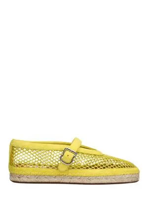 Alaïa Suede Mesh Espadrille Flats - Yellow