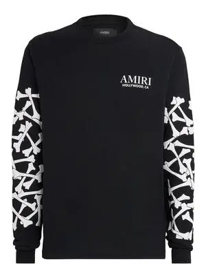 Amiri Cotton Stacked Bones Long-sleeve T-shirt - Black
