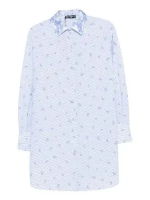 Ermanno Scervino Oversized Cotton Shirt - Sky Blue