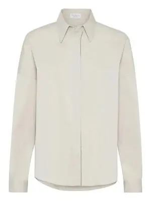 Brunello Cucinelli Cotton Blouse With Monili Trim - Multicolor