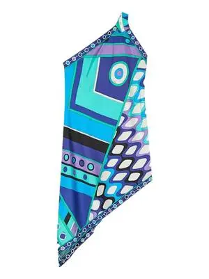 Emilio Pucci Asymmetrical Printed Silk Dress - Multicolor