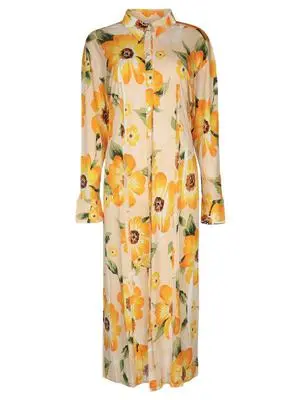 Acne Studios Floral Print Viscose Shirt Dress - Multicolor