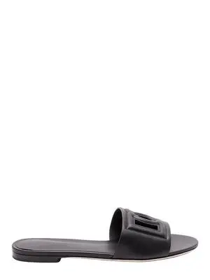Dolce & Gabbana Leather Sliders With Dg Logo - Multicolor