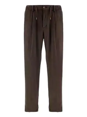 Herno Drawstring Suede-effect Trousers - Brown