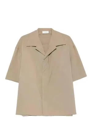 YES LONDON Short-sleeve Notched-collar Shirt - Neutrals