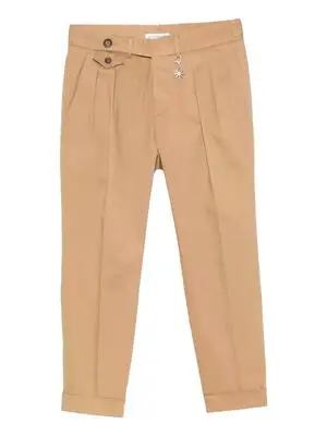 MANUEL RITZ Pleated Turn-up Trousers With Star Detail - Neutrals