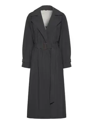 Max Mara Long Water-repellent Technical Canvas Trench Coat - Black