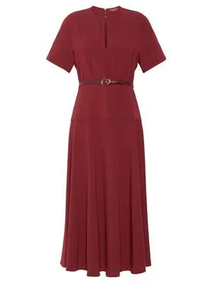 Max Mara Long Cady Dress With Jewel Button Detail - Ruby