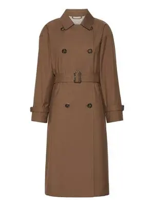 Max Mara Water-repellent Cotton Twill Midi Trench Coat - Brown