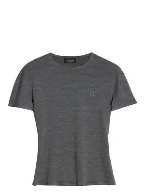 Gucci Silk Jersey T-shirt With Double G Embroidery - Grey