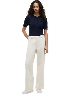 Tommy Hilfiger Pull-on Wide Leg Jeans - Eggshell
