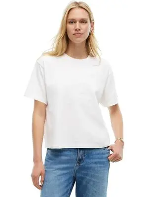 Tommy Hilfiger Crest Logo Garment-dyed Boxy T-shirt - Ecru