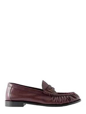 Saint Laurent Logo-embellished Leather Penny Loafers - Red