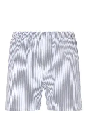 Saint Laurent Wide-leg Striped Cotton-poplin Shorts - Blue