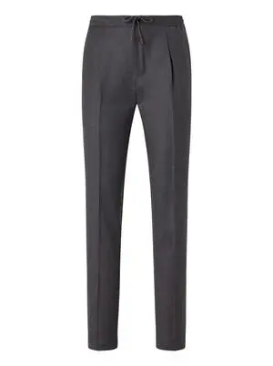 SLOWEAR Tapered Pleated Virgin Wool Trousers - Gray