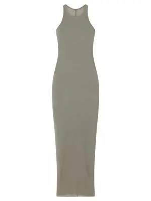 Rick Owens Ribbed-jersey Halterneck Midi Dress - Gray