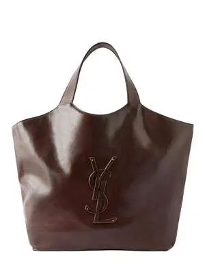 Saint Laurent SAINT LAURENT Icare Maxi Cassandre-Appliquéd Suede Tote Brown