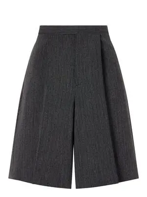 MAISON MARGIELA Striped Pleated Mélange-twill Shorts - Gray