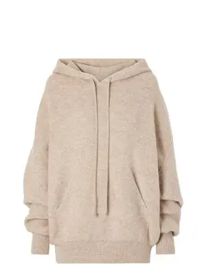 Rick Owens Hun' Alpaca And Wool-blend Hoodie - Neutrals