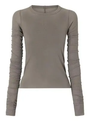 Rick Owens Frayed Ribbed Jersey T-shirt - Gray