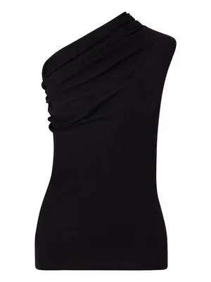 Rick Owens Athena One-shoulder Ribbed-knit Wool Top - Black