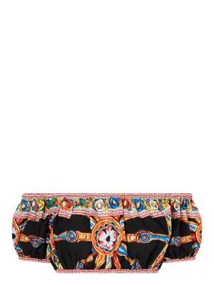 Dolce & Gabbana Carretto Off-the-shoulder Cropped Printed Top - Black