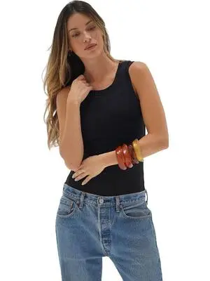 Lna Double Layer Ribbed Tank Top - Black