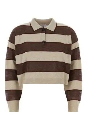 Brunello Cucinelli BRUNELLO CUCINELLI Striped Wool Blend Polo Shirt Multicolor