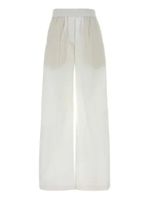 Brunello Cucinelli Cotton Blend Wide-leg Pants - White