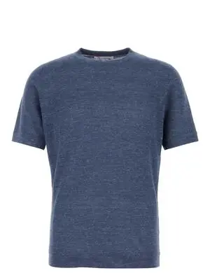 Brunello Cucinelli Linen Blend Crew Neck Sweater - Blue