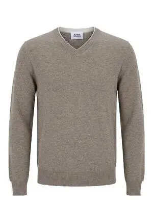 Alpha Studio Geelong Wool V-neck Sweater - Grey