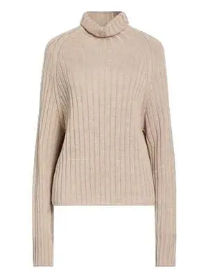 ARAGONA Merino Wool Ribbed Turtleneck Sweater - Grey