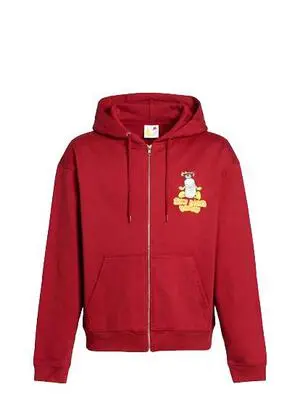 SKY HIGH FARM WORKWEAR Organic Cotton French Terry Zip-up Hoodie - Red