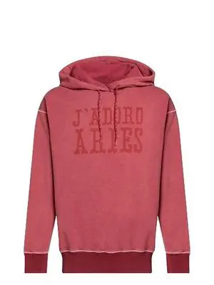 Aries Cotton Fleece Hoodie With Logo Print - Red